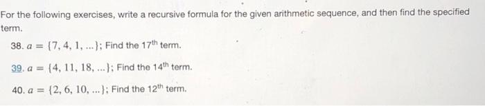 Solved For the following exercises, write a recursive | Chegg.com