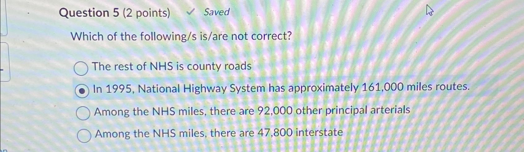 Solved Question 5 (2 ﻿points)SavedWhich of the following/s | Chegg.com