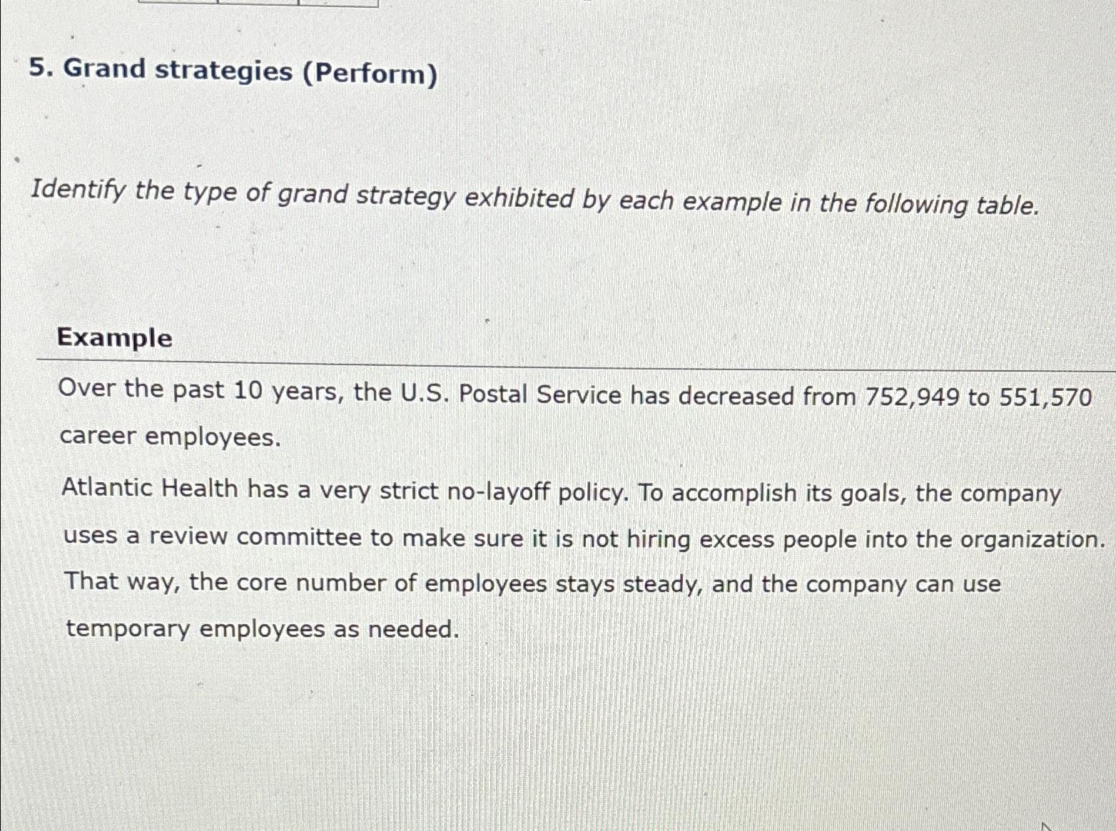 Solved Grand strategies (Perform)Identify the type of grand | Chegg.com