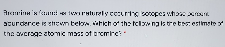 Solved Bromine is found as two naturally occurring isotopes | Chegg.com