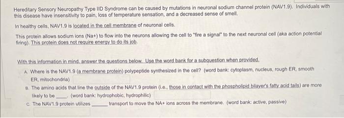 Solved Hereditary Sensory Neuropathy Type IID Syndrome can | Chegg.com