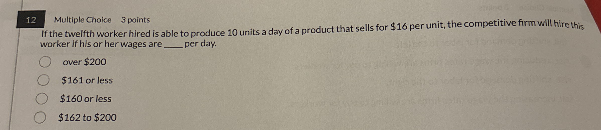 Solved 12Multiple Choice3 ﻿pointsIf the twelfth worker hired | Chegg.com