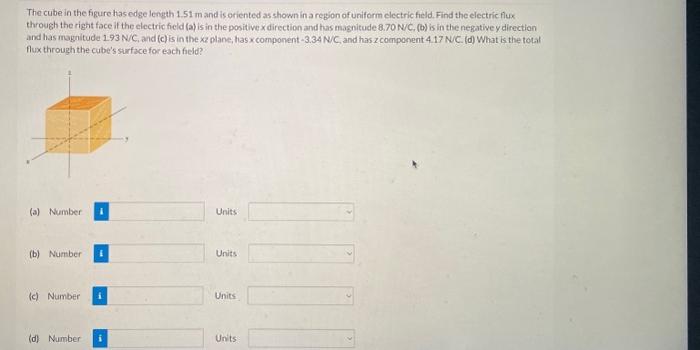 Solved The cube in the figure has edge length 1.51 m and is | Chegg.com