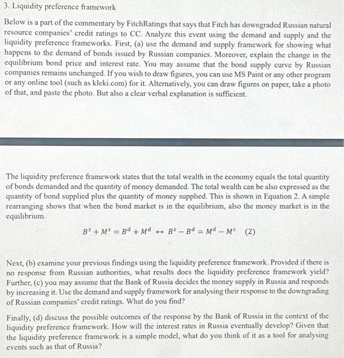 Solved 3. Liquidity preference framework Below is a part of | Chegg.com
