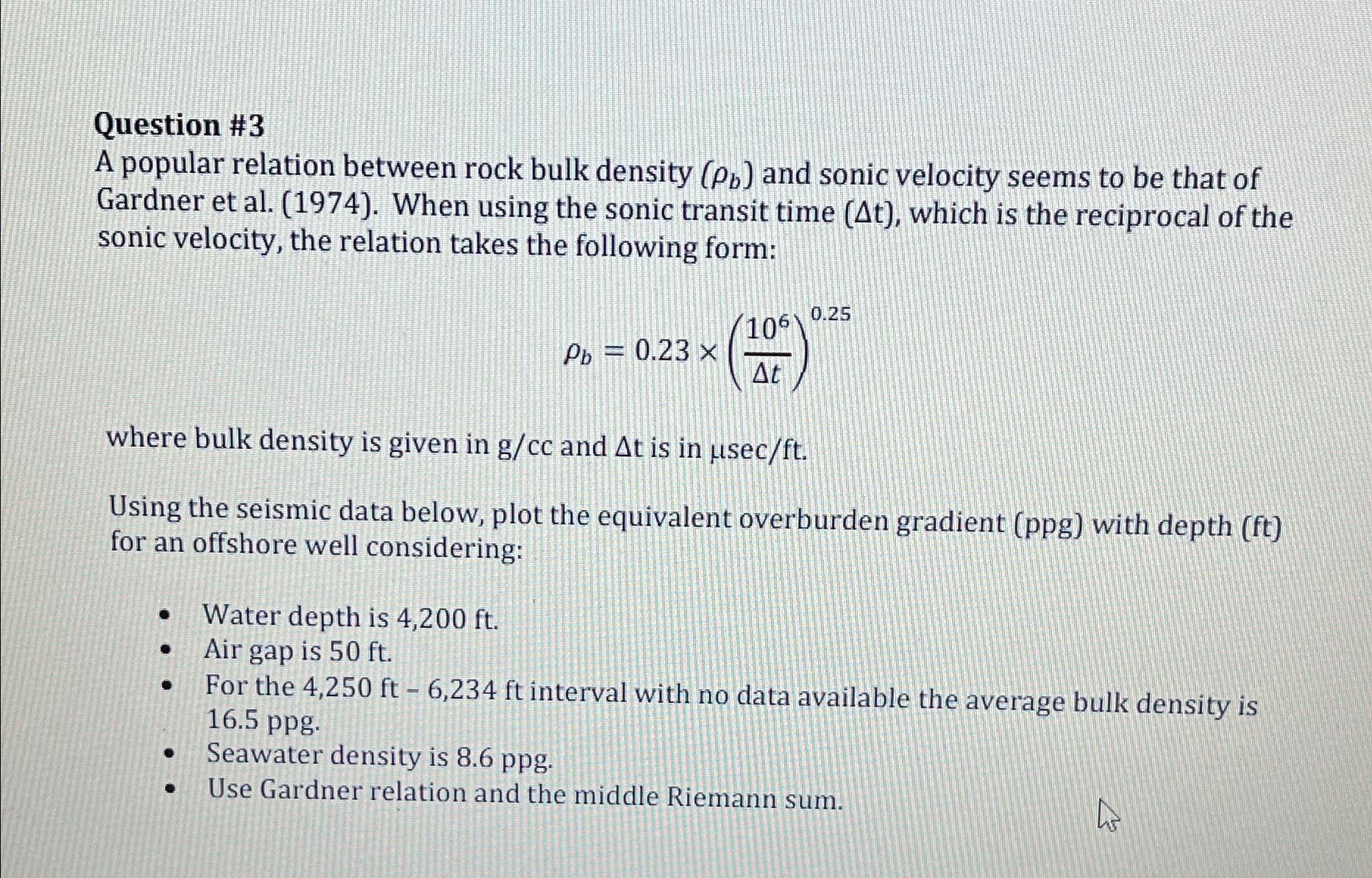 Solved Question #3A popular relation between rock bulk | Chegg.com