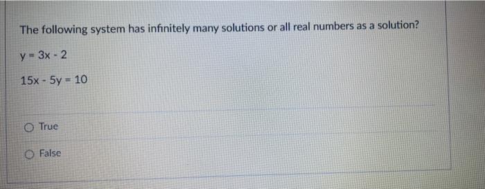 Solved The following system has infinitely many solutions or | Chegg.com