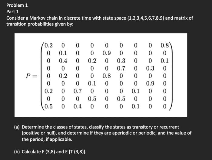 Solved Problem 1 Part 1 Consider a Markov chain in discrete | Chegg.com