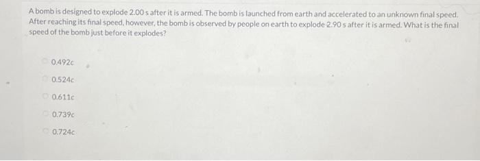 Solved A bomb is designed to explode 2.00 s after it is | Chegg.com