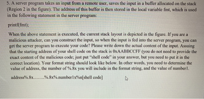 5. A server program takes an input from a remote | Chegg.com