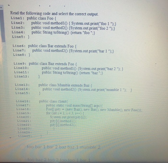 Solved Read the following code and select the correct | Chegg.com