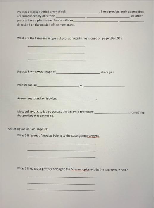 Solved Protists possess a varied array of cell Some | Chegg.com