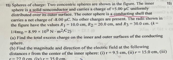 Solved 15) Spheres of charge: Two concentric spheres are | Chegg.com