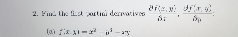 Solved Find the first partial derivatives | Chegg.com