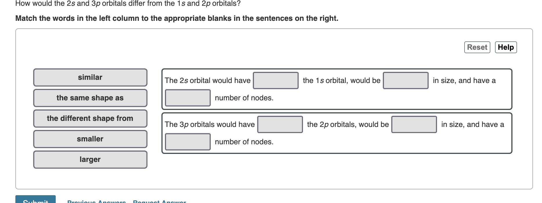 Solved How would the 2s ﻿and 3p ﻿orbitals differ from the 1s | Chegg.com