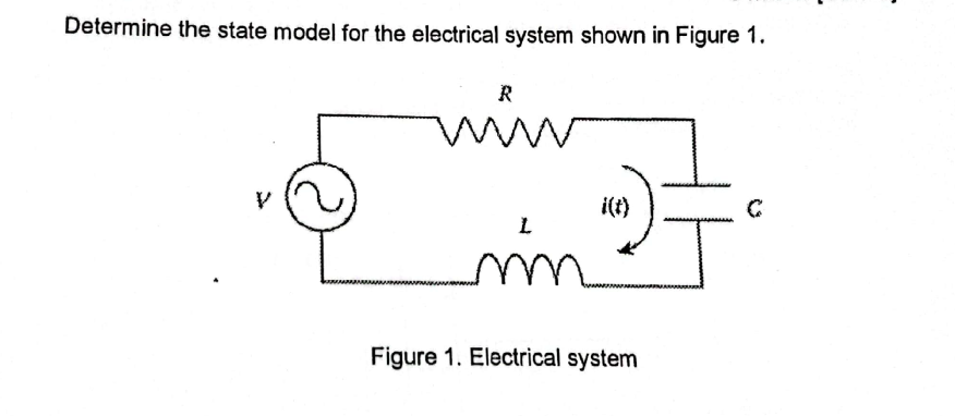 Solved Determine the state model for the electrical system | Chegg.com