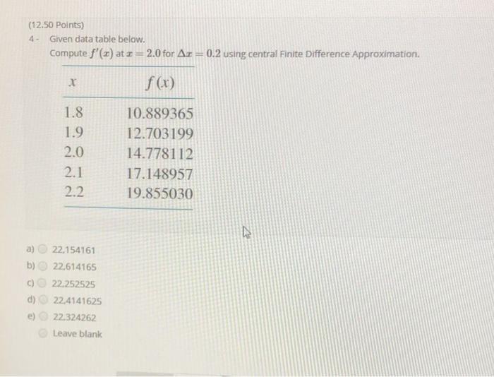 Solved (12.50 Points) 4- Given data table below. Compute | Chegg.com