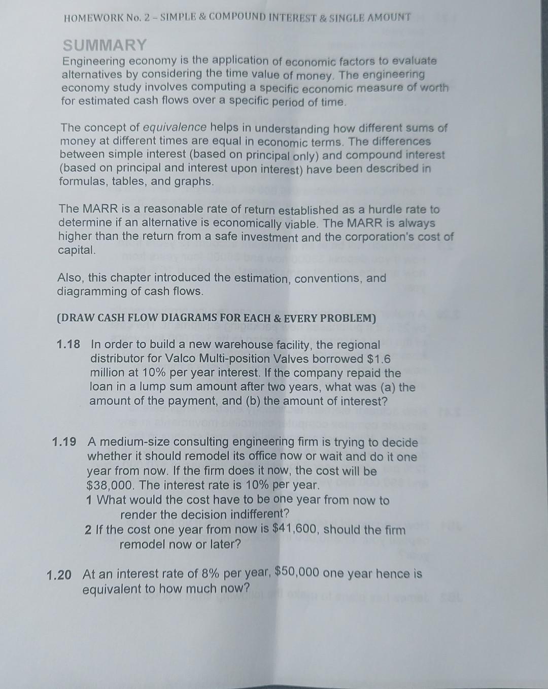 Solved HOMEWORK No. 2 - SIMPLE \& COMPOUND INTEREST \& | Chegg.com