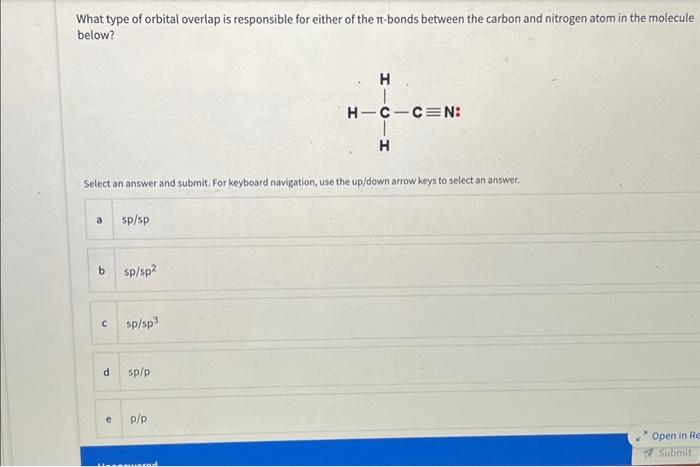 Solved What type of orbital overlap is responsible for | Chegg.com