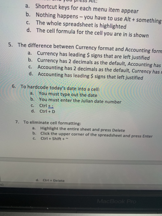 Solved 1. You are at the top of a giant column in Excel and | Chegg.com