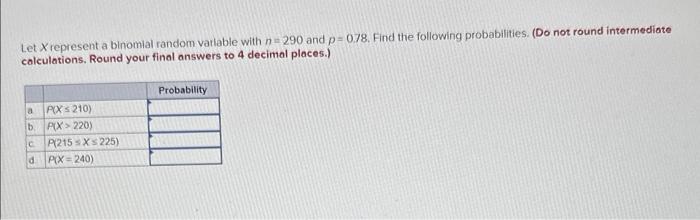 Solved let X represent a binomial random variable with n = | Chegg.com