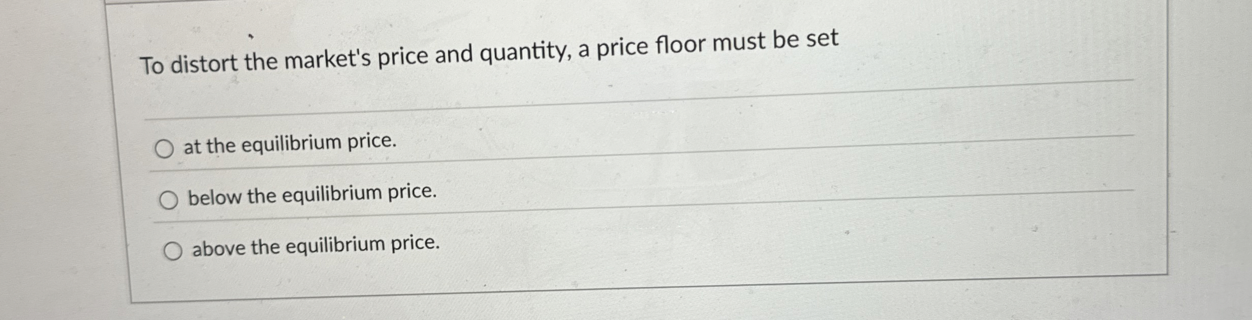 Solved To distort the market's price and quantity, a price | Chegg.com