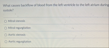 Solved What causes backflow of blood from the left ventricle | Chegg.com