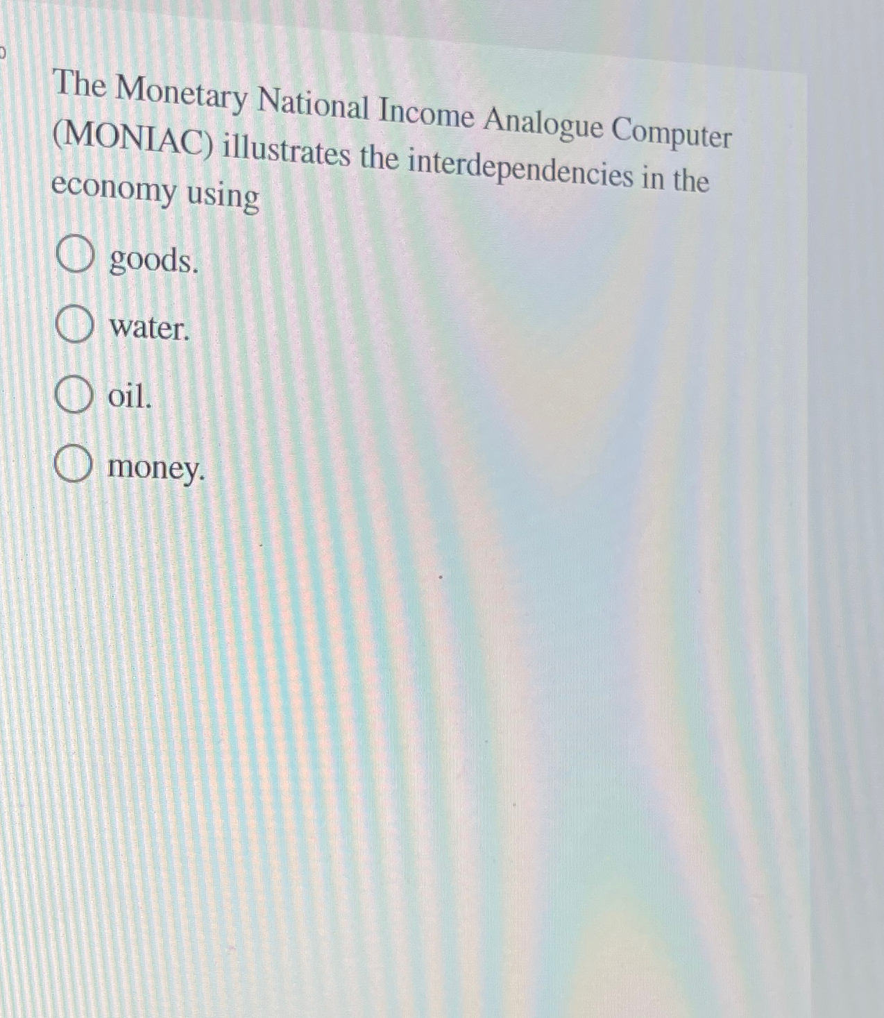 Solved The Monetary National Income Analogue Computer | Chegg.com