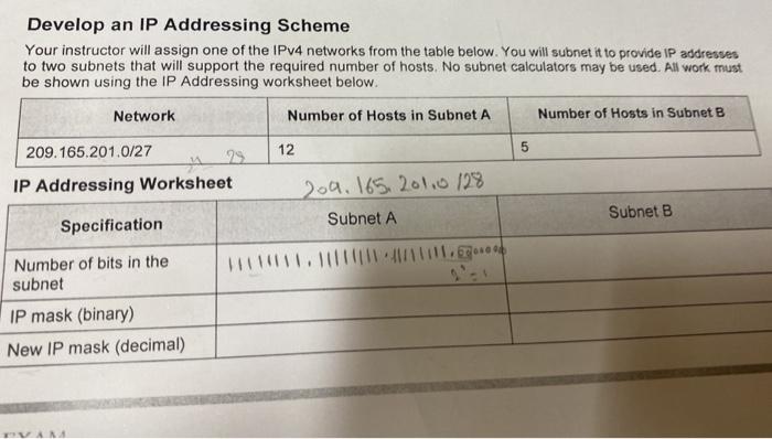 Develop an IP Addressing Scheme Your instructor will | Chegg.com