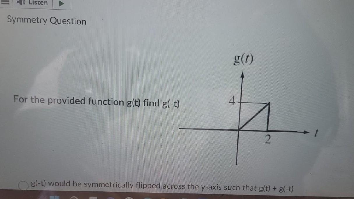 Solved Symmetry Question For the provided function g(t) find | Chegg.com