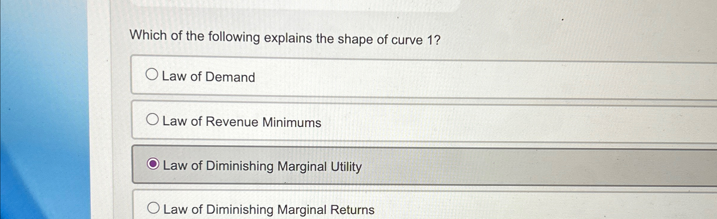 Solved Which of the following explains the shape of curve | Chegg.com