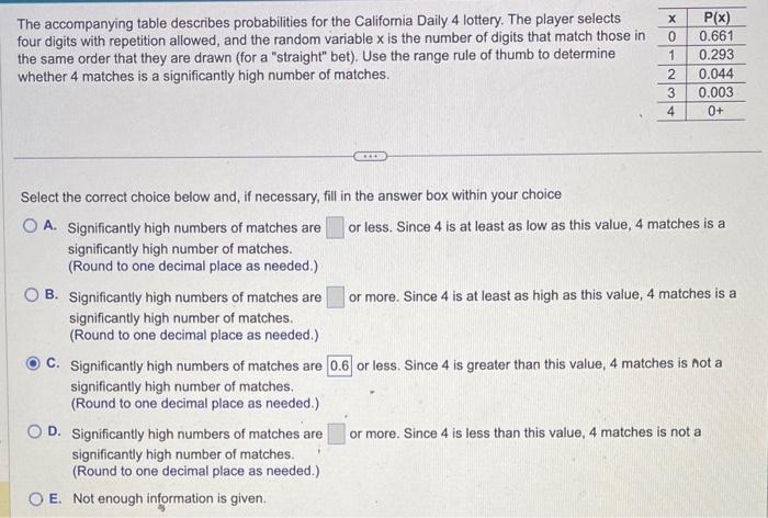 Solved The accompanying table describes probabilities for | Chegg.com