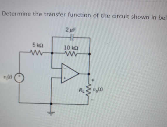 Solved Determine the transfer function of the circuit shown | Chegg.com