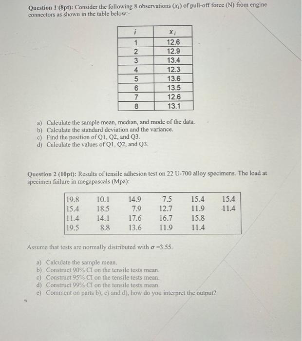 Solved Question 1 (8pt): Consider the following 8 | Chegg.com