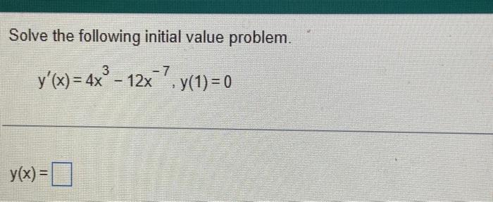 Solved Solve the following initial value problem. | Chegg.com