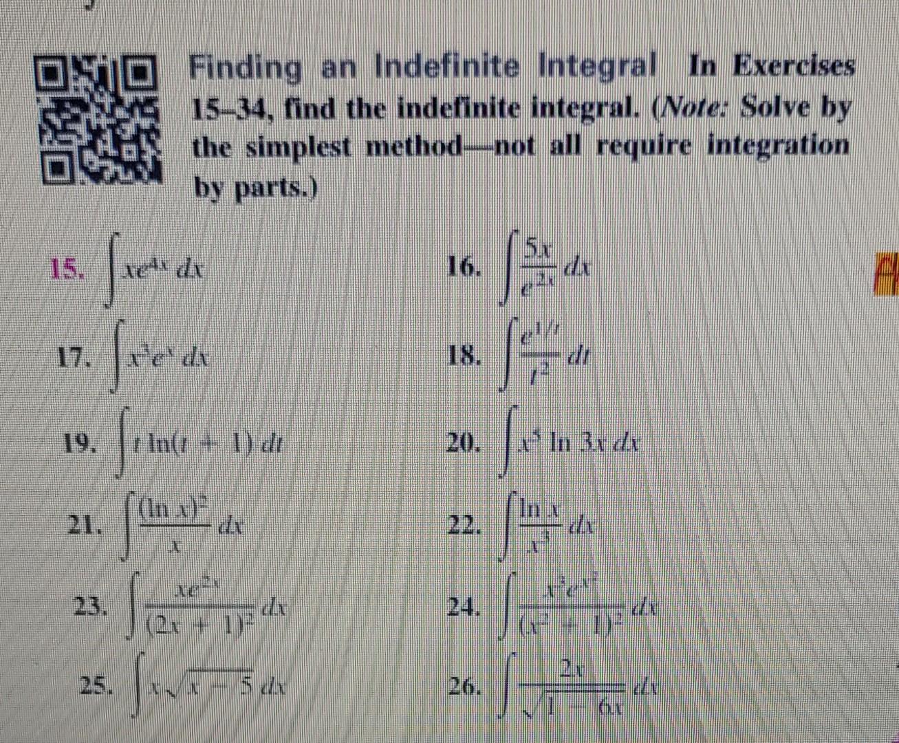 Solved Finding an Indefinite Integral In Exercises 15-34, | Chegg.com