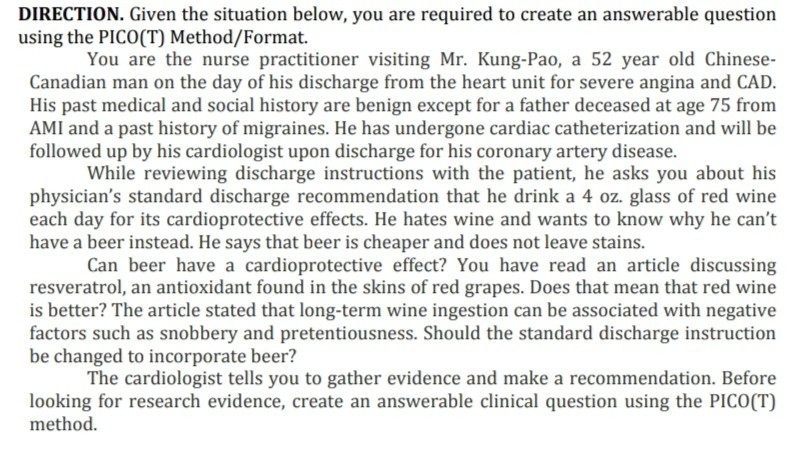 Solved DIRECTION. Given the situation below, you are | Chegg.com