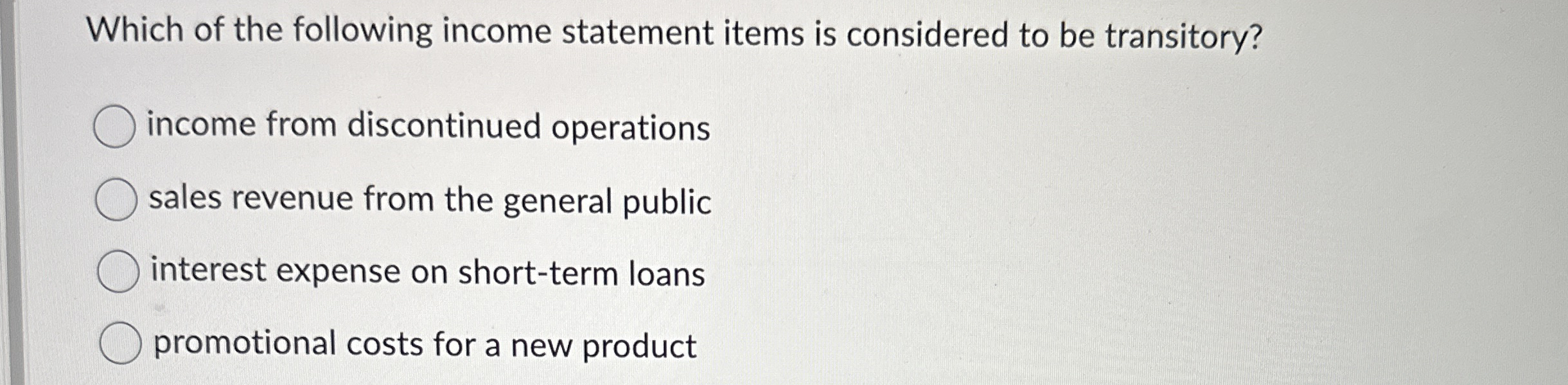 Solved Which of the following income statement items is | Chegg.com