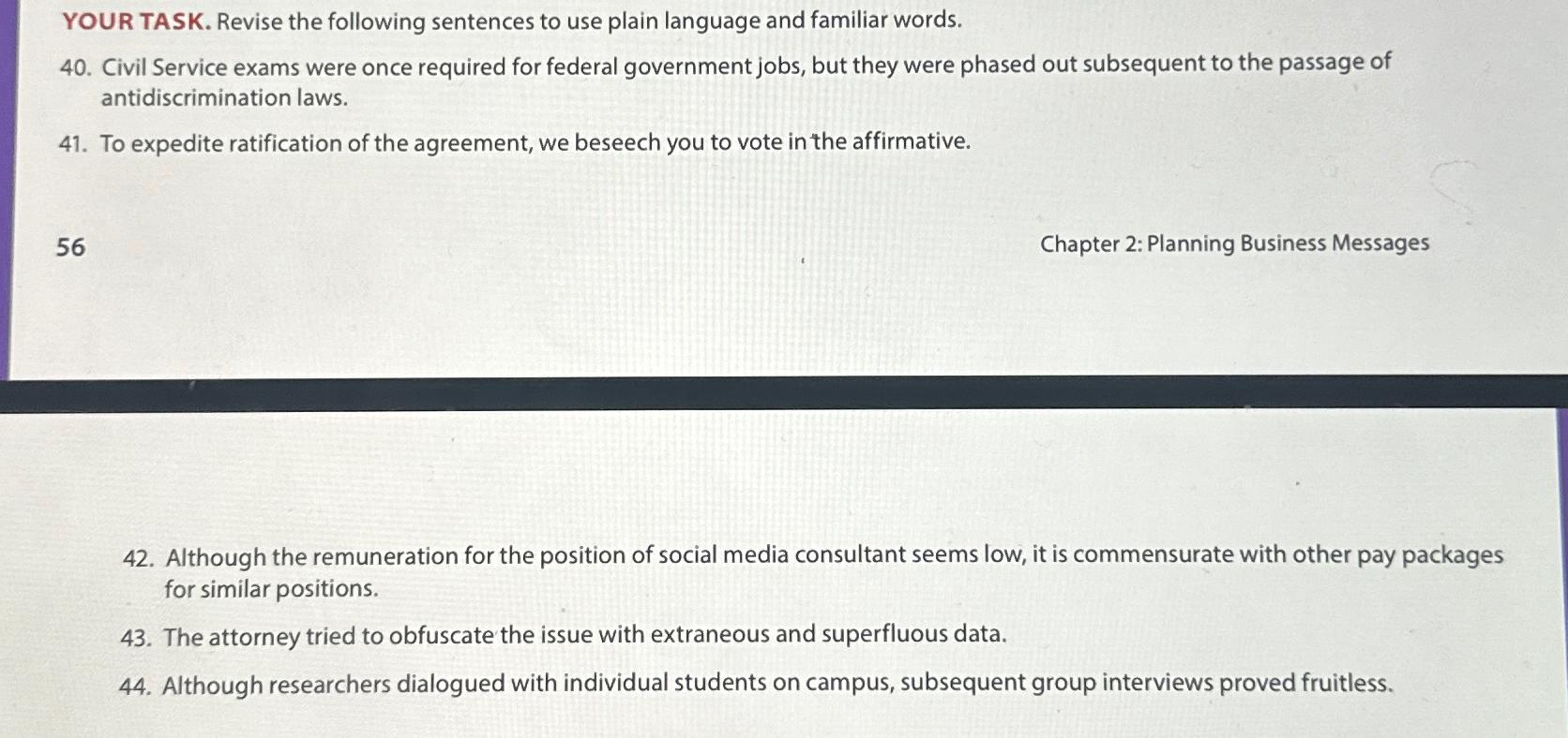 Solved YOUR TASK. Revise the following sentences to use | Chegg.com
