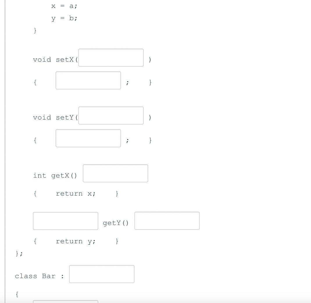 Solved - x,y - two protected int variables. - Default | Chegg.com