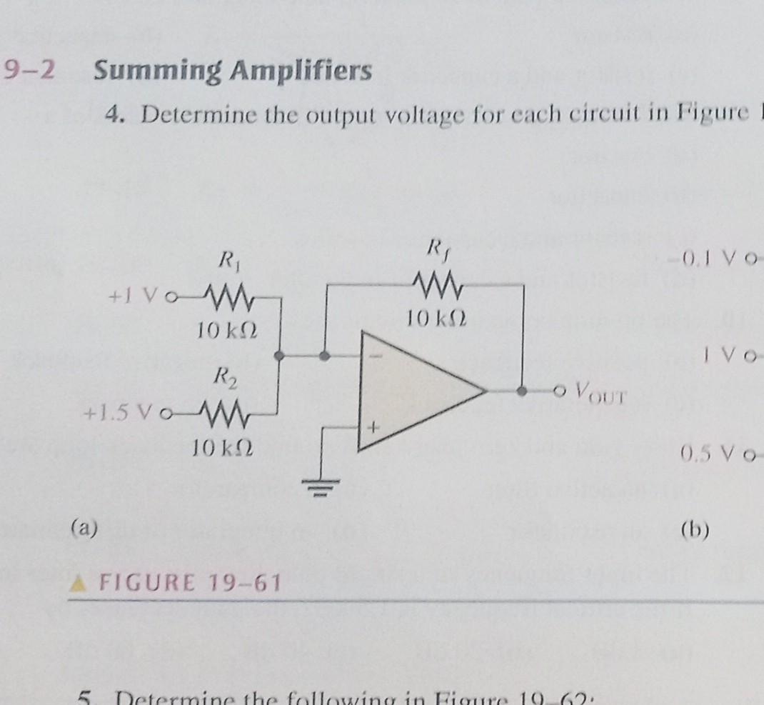 Solved -2 Summing Amplifiers 4. Determine the output voltage | Chegg.com