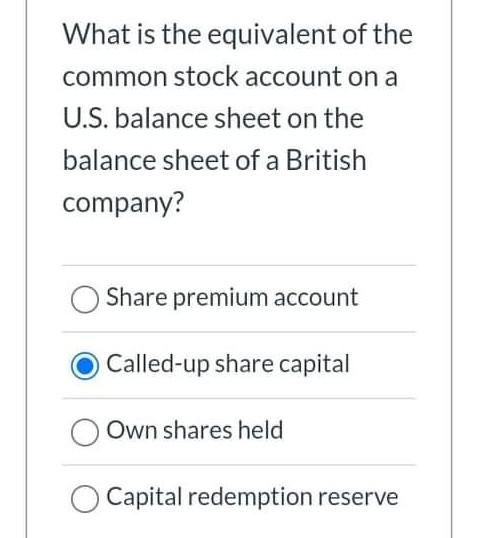 Solved What is the equivalent of the common stock account on | Chegg.com