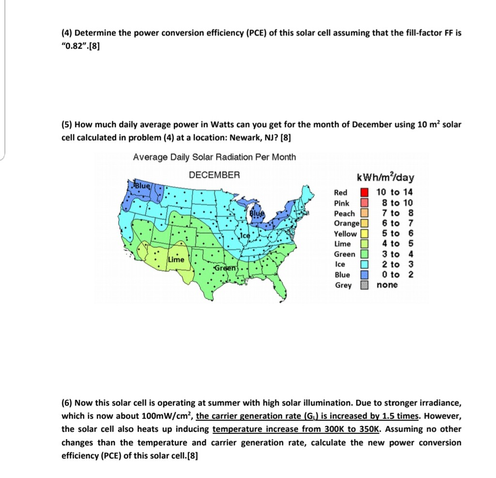 (4) Determine the power conversion efficiency (PCE) | Chegg.com