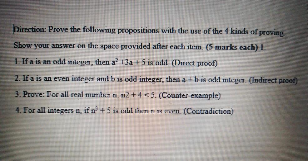 Solved Direction: Prove the following propositions with the | Chegg.com
