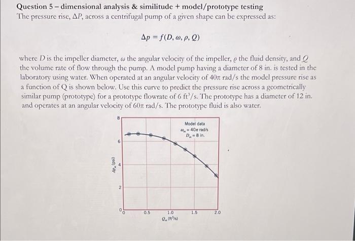 Solved Question 5 - dimensional analysis \& similitude + | Chegg.com