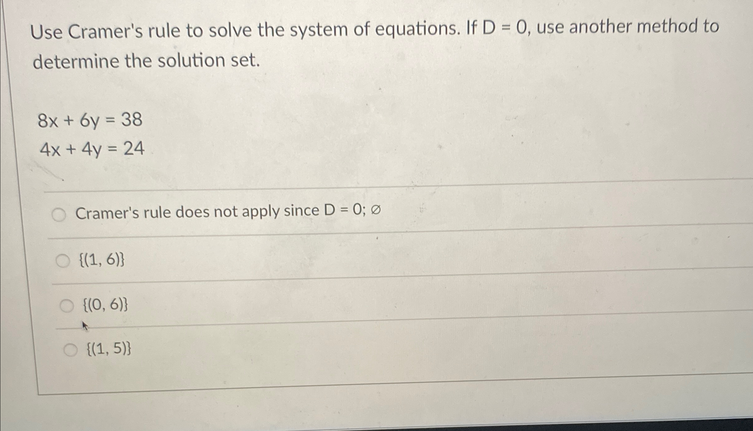 Solved Use Cramer's rule to solve the system of equations. | Chegg.com