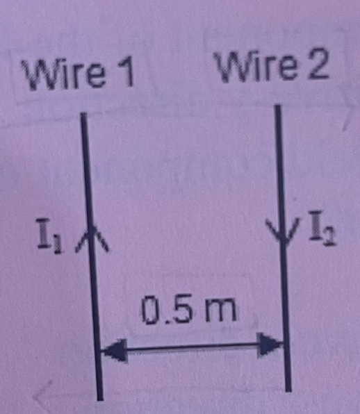 Solved 1. ﻿Two wires are parallel to each other and | Chegg.com