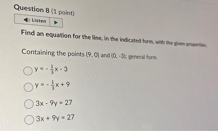 Solved Find an equation for the line, in the indicated form, | Chegg.com