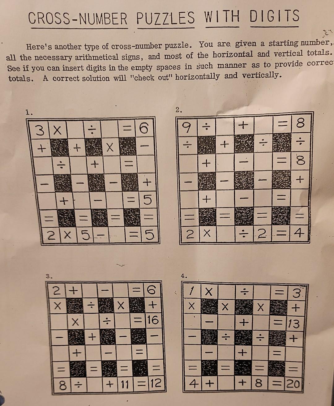 Solved CROSS-NUMBER PUZZLES WITH DIGITS Here's another type | Chegg.com
