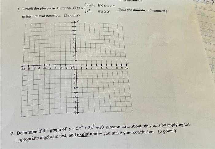 Solved 1. Graph the piecewise function f(x) = { using | Chegg.com