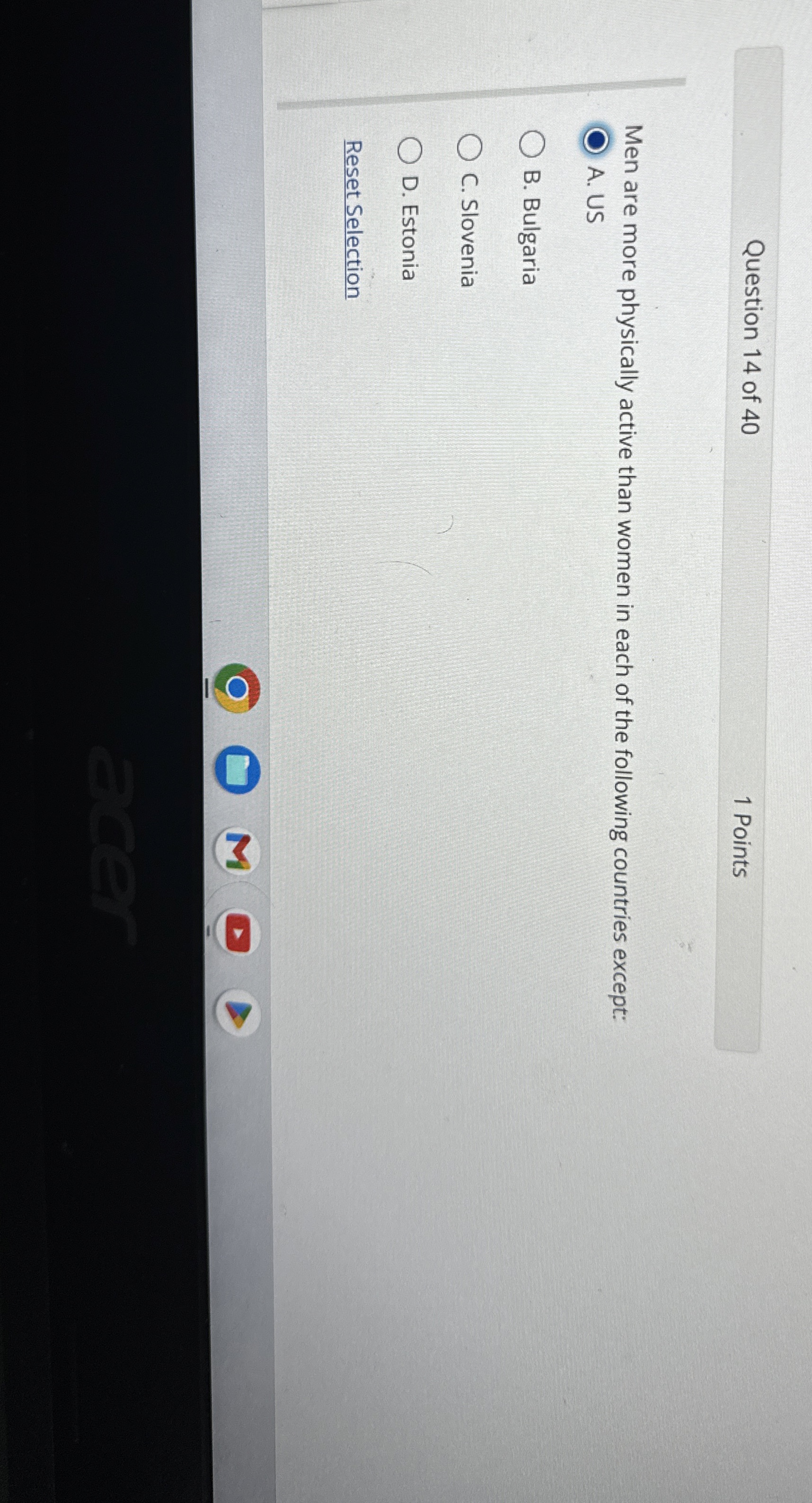 Solved Question 14 ﻿of 401 ﻿PointsMen are more physically | Chegg.com